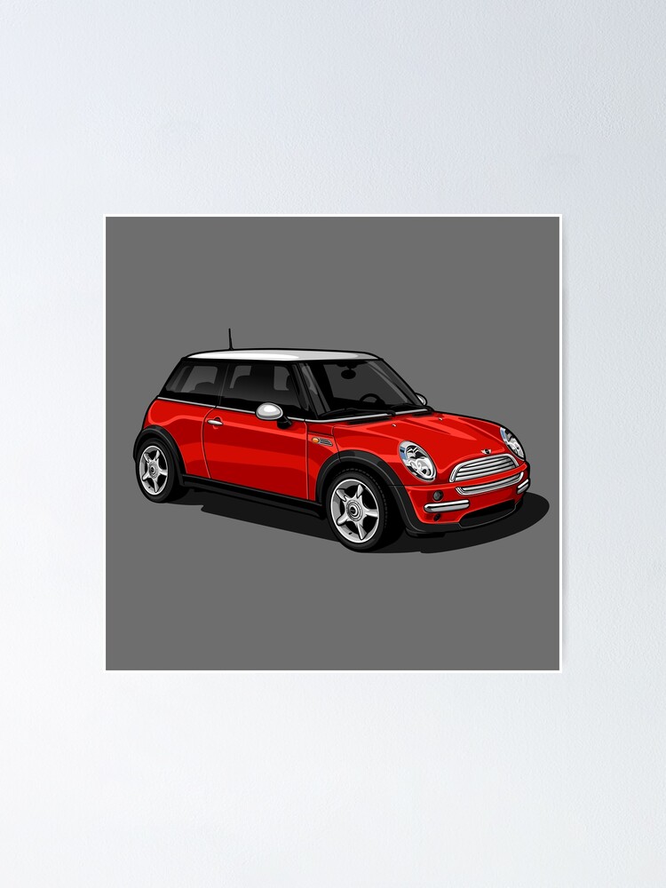 "Artwork Original Mini One -British legend- retro chrome red " Poster ...