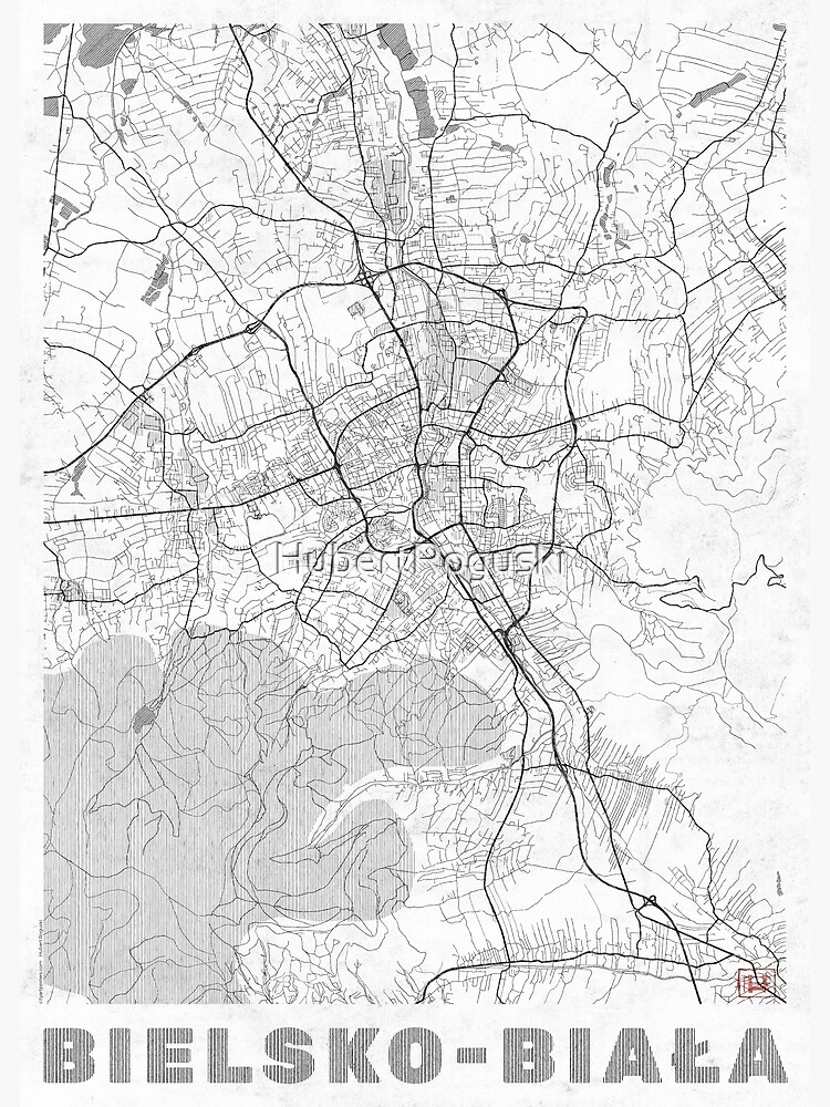 Póster «Línea del mapa de Bielsko Biała» de HubertRoguski | Redbubble