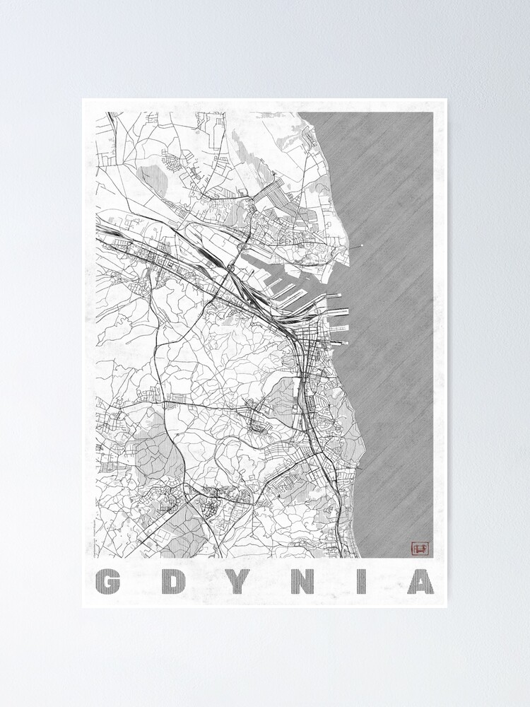 "Gdynia Map Line" Poster for Sale by HubertRoguski | Redbubble