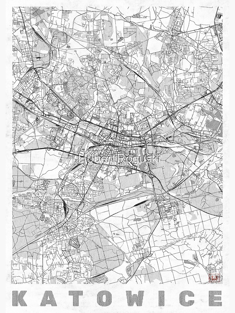 Póster «Línea del mapa de Katowice» de HubertRoguski | Redbubble