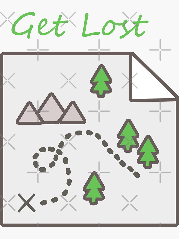 "Get Lost Map Hiking Outdoors Adventure Nature Trekking Camp" Sticker ...