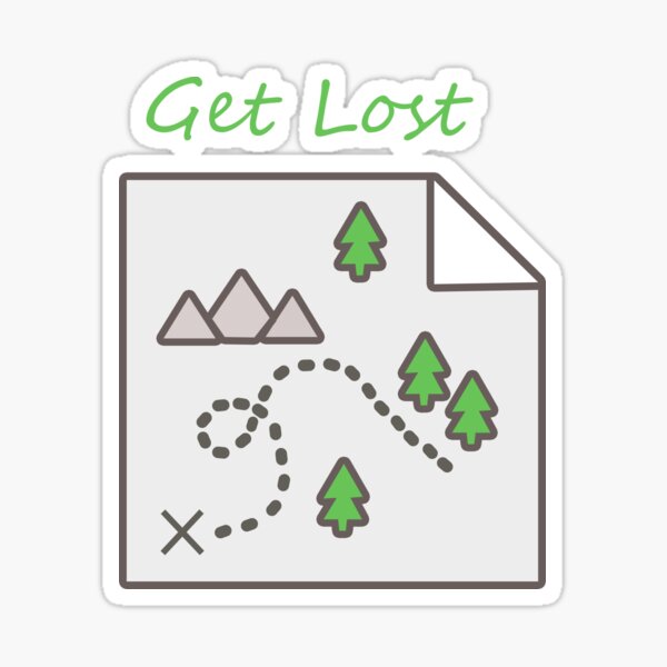 "Get Lost Map Hiking Outdoors Adventure Nature Trekking Camp" Sticker ...