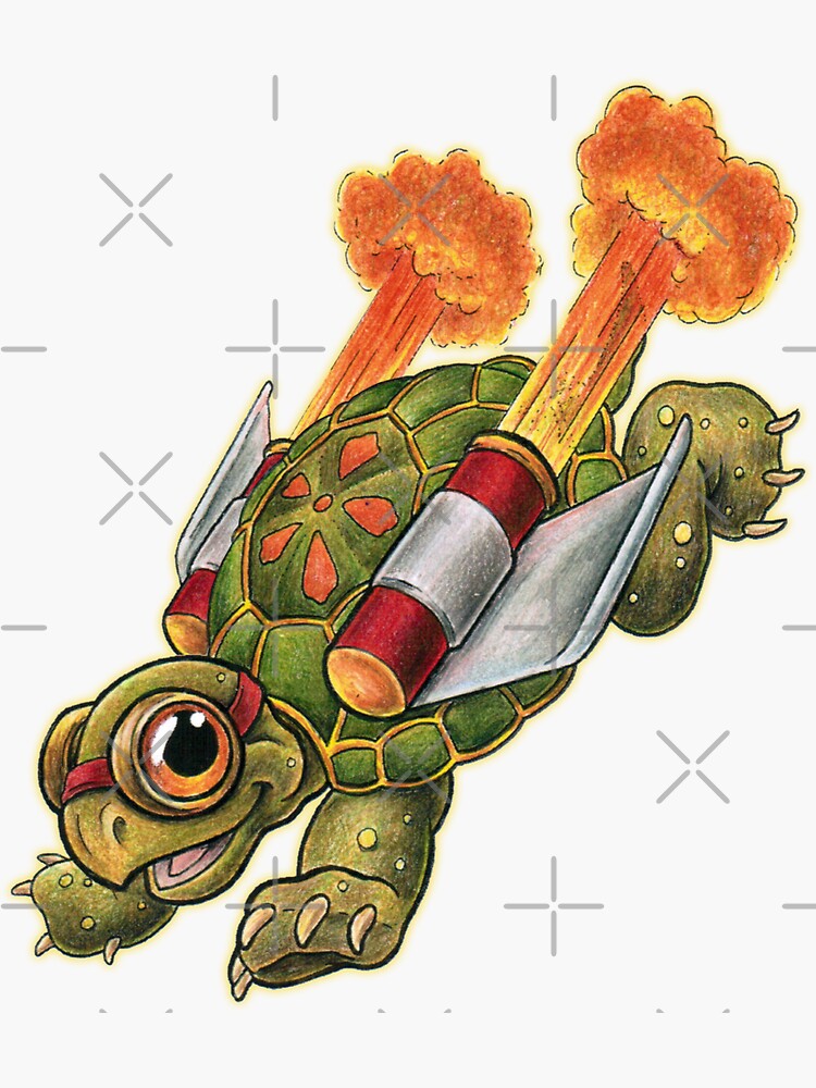 "Rocket Tortoise!" Sticker by SharpTattoos | Redbubble