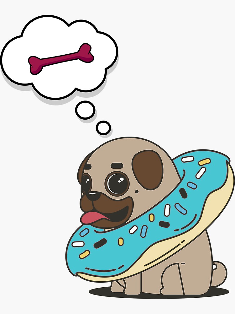 "Little Pug Thinking" Sticker for Sale by Frostbite1221 | Redbubble