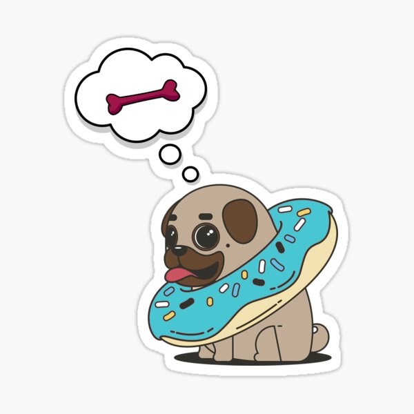 "Little Pug Thinking" Sticker for Sale by Frostbite1221 | Redbubble