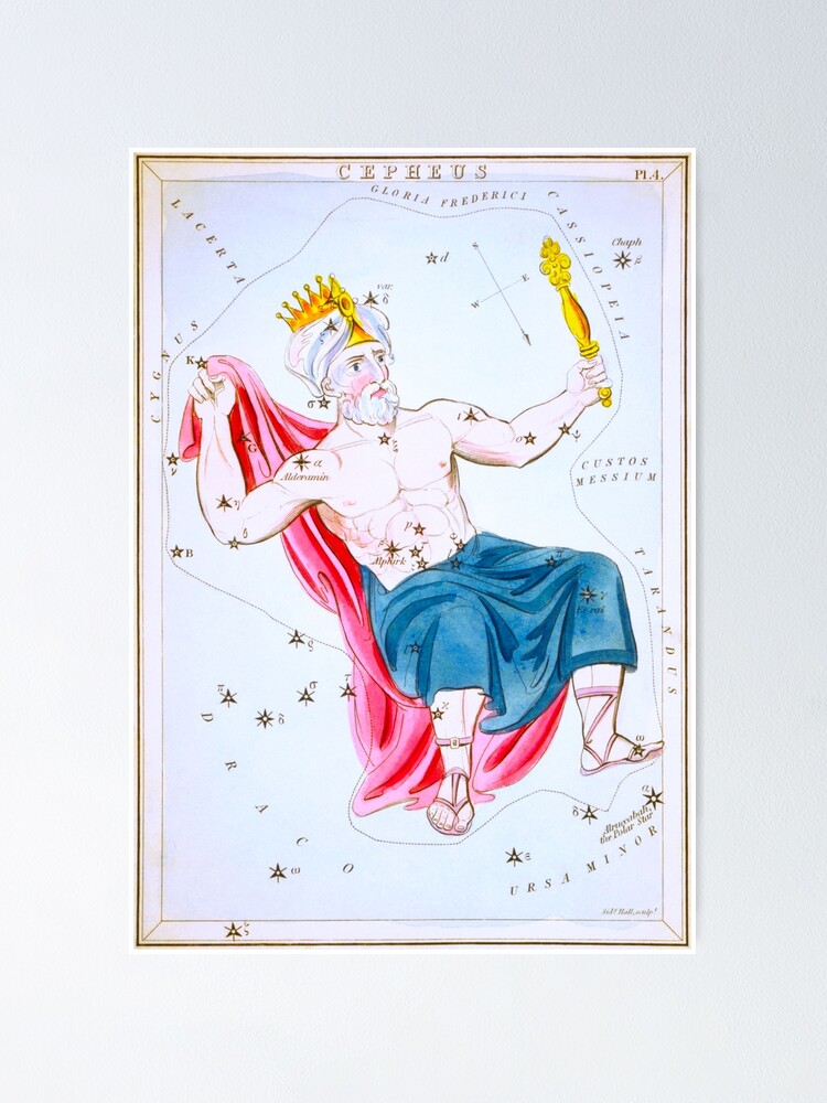 "Antique Cepheus Constellation Map" Poster for Sale by jadeandjester ...