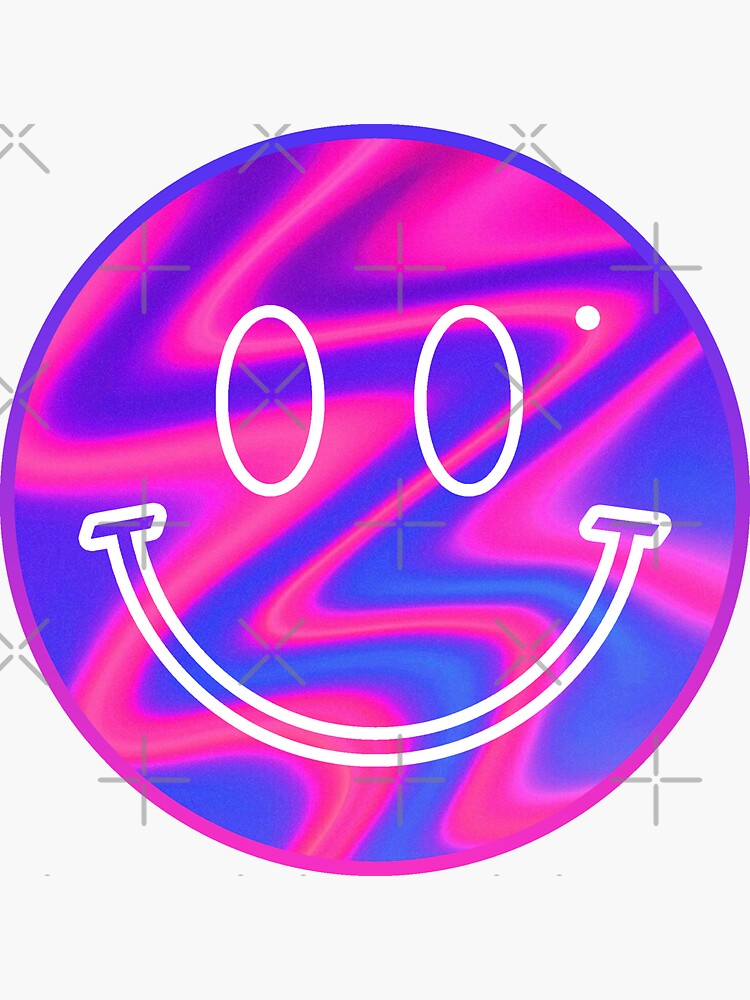 "Neon Lights Smiley Face" Sticker by BahamaBums | Redbubble