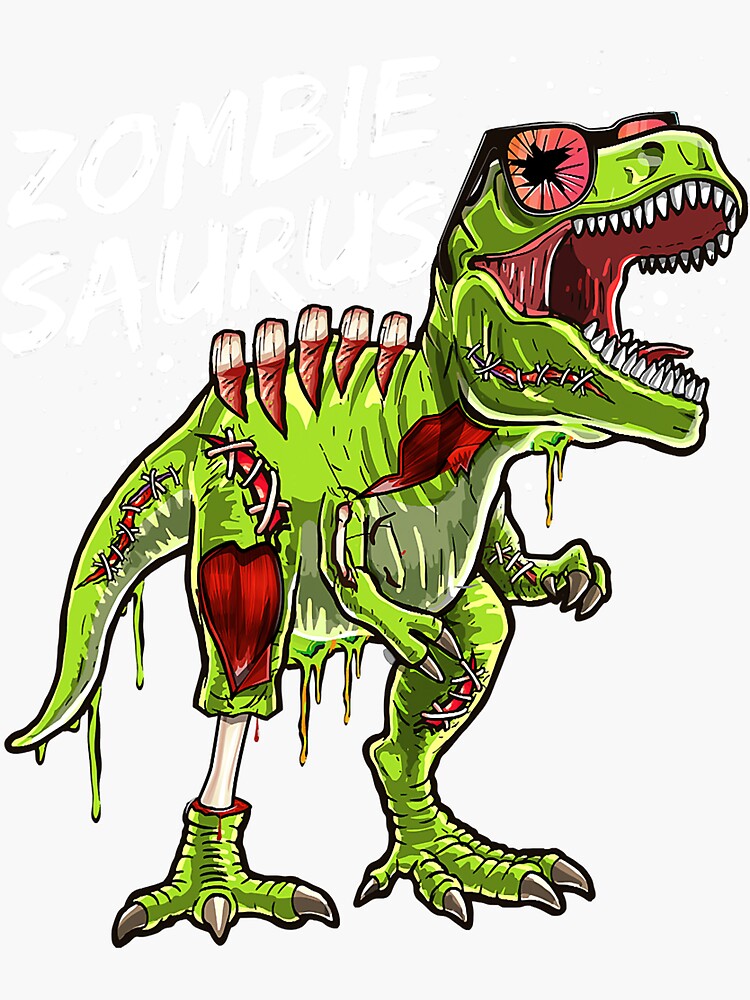 "Zombie Saurus Halloween Dinosaur T Rex Zombie" Sticker for Sale by ...