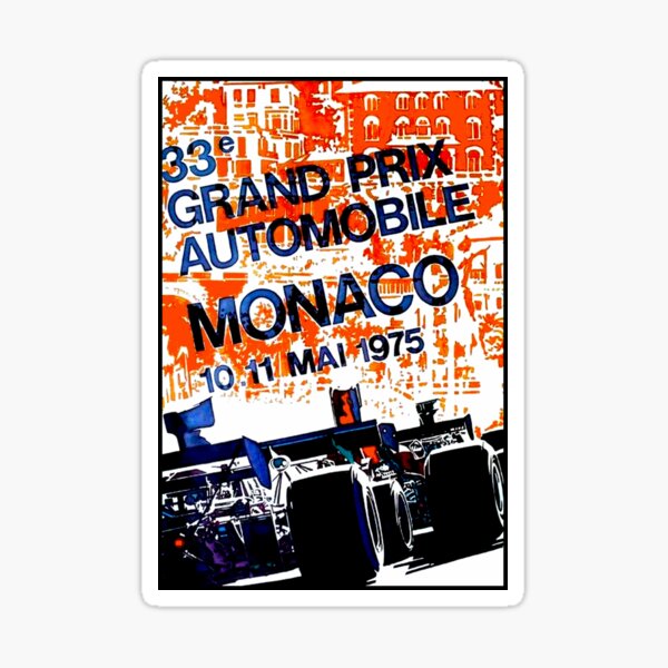 "MONACO GRAND PRIX: Vintage Auto Racing Advertising Print" Sticker for ...