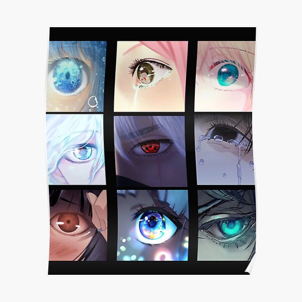 Anime Eyes Mouth Pack Poster For Sale By Justtops4you Redbubble