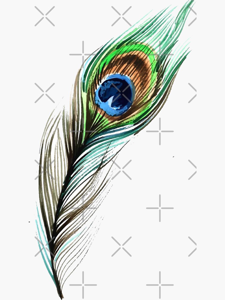 "Mor pankh (Krishna Peacock feather)" Sticker for Sale by ...