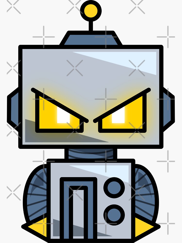 "Cute Grumpy Robot" Sticker for Sale by davidis-dennyus | Redbubble
