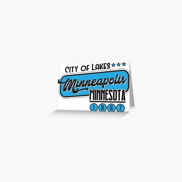 "Minneapolis, Minnesota, USA. Lettering. Blue color" Greeting Card by ...