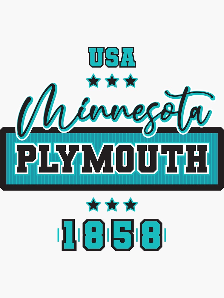 "Plymouth, Minnesota, USA. Lettering. Blue and green color" Sticker for ...