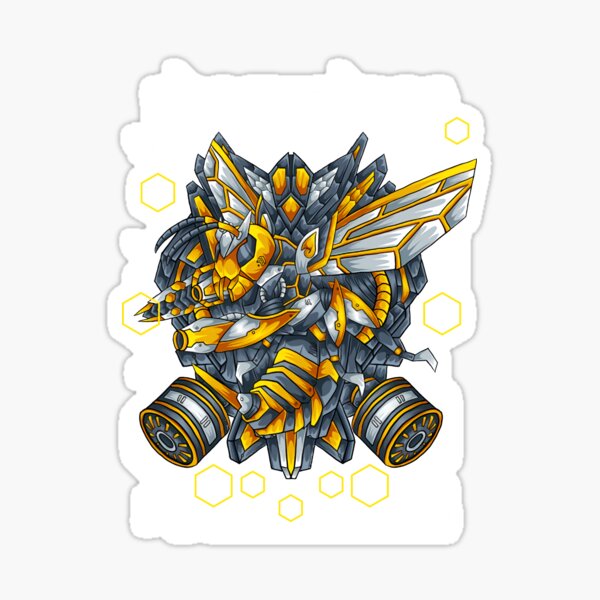 "Mecha Bee Zq1" Sticker for Sale by TaraCrenshawl | Redbubble