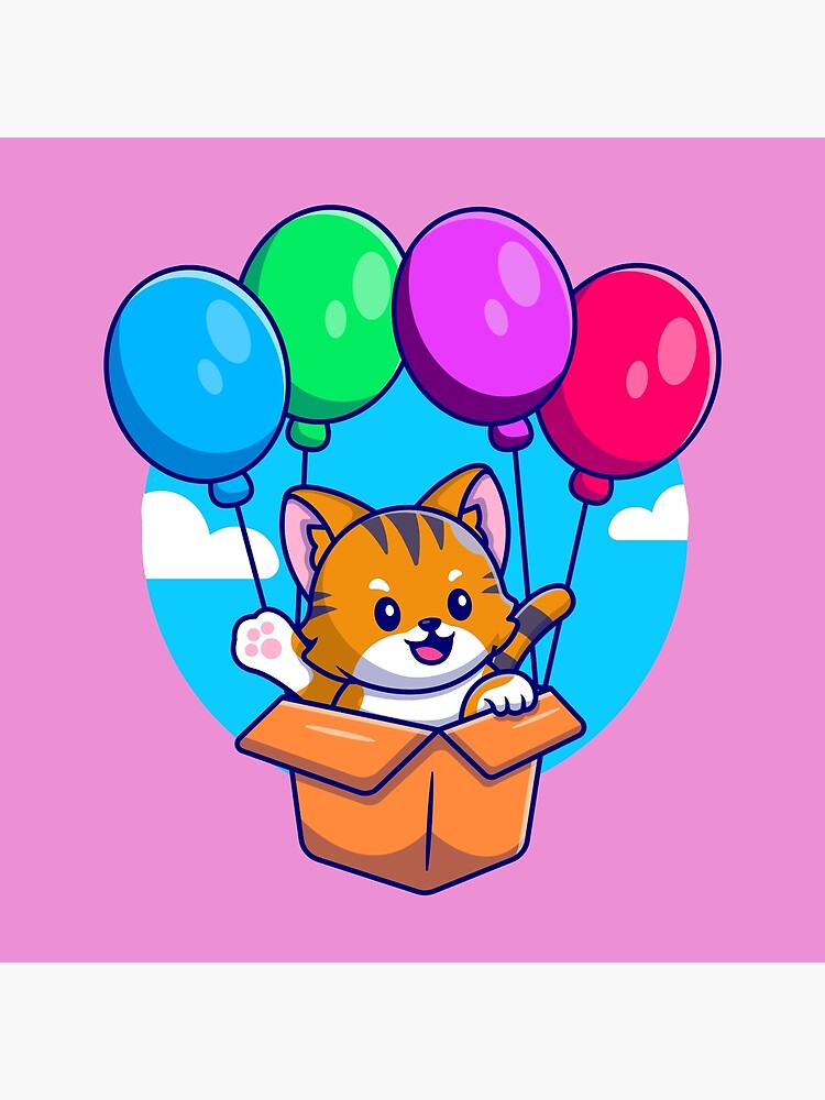 "Cute Baby Cat Happy With Balloon" Poster for Sale by poci5419 | Redbubble