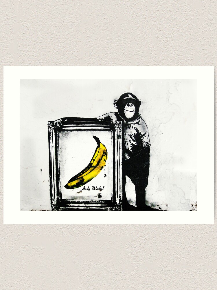 "Chimp With Framed Banana - Andy Warhol Banksy" Art Print for Sale by ...