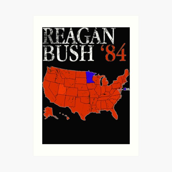 "Vintage Style Distressed Reagan Bush &84 Retro Logo Red White Blue ...