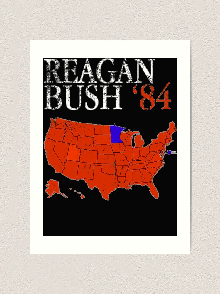 "Vintage Style Distressed Reagan Bush &84 Retro Logo Red White Blue ...