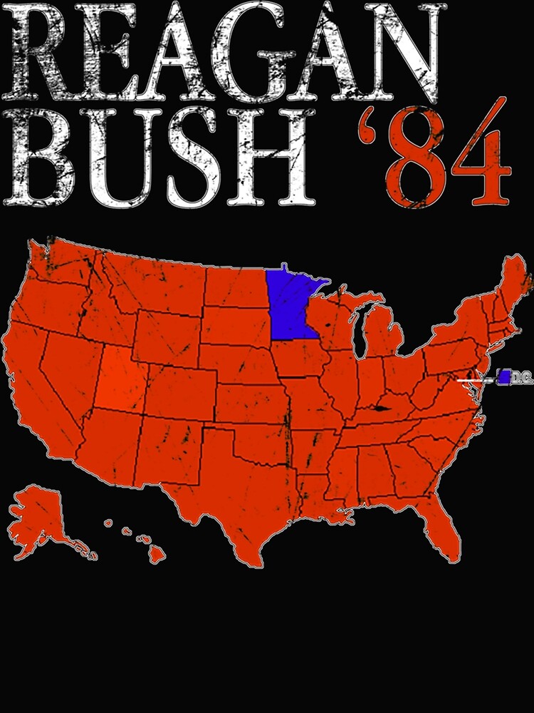 "Vintage Style Distressed Reagan Bush &84 Retro Logo Red White Blue ...
