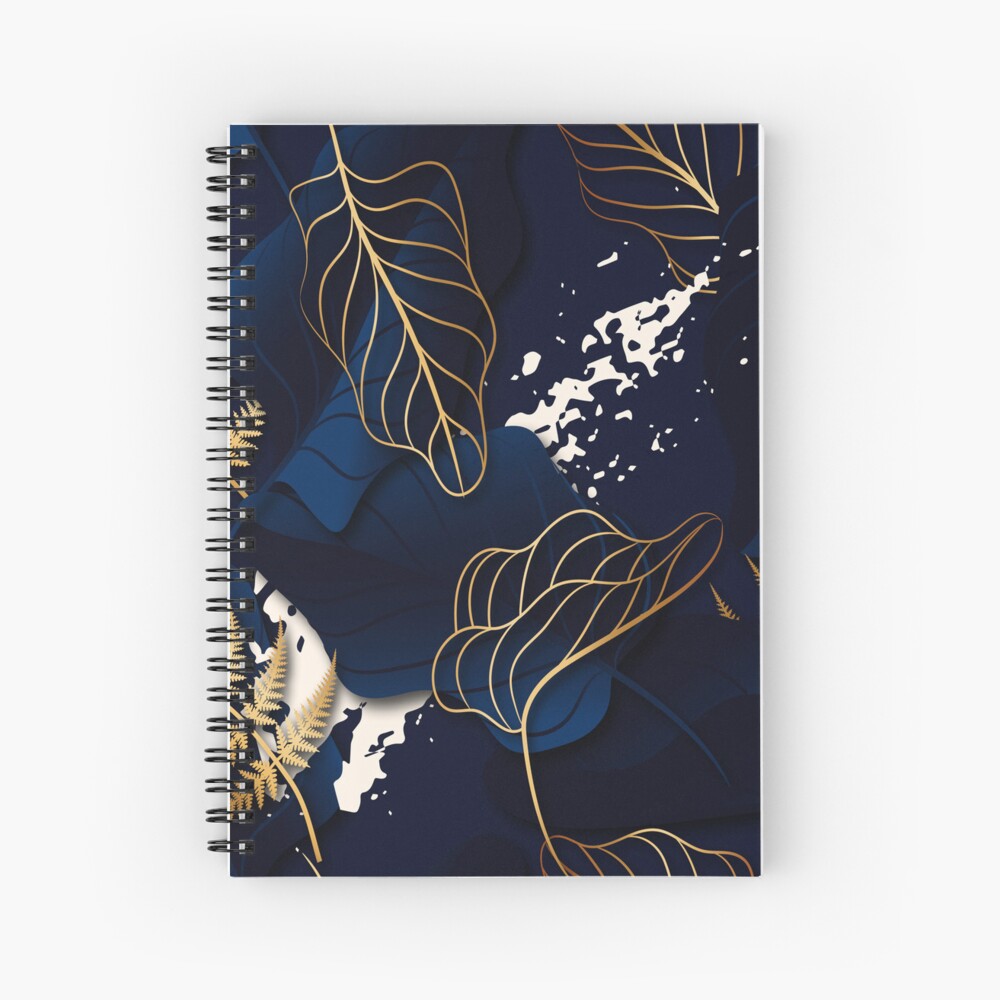 "Leaves seamless pattern with splash in dark blue background" Spiral ...