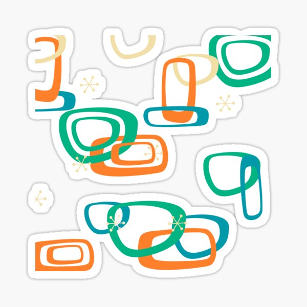 "MCM Interlocked Shapes on Brown" Sticker by LisWilliams | Redbubble