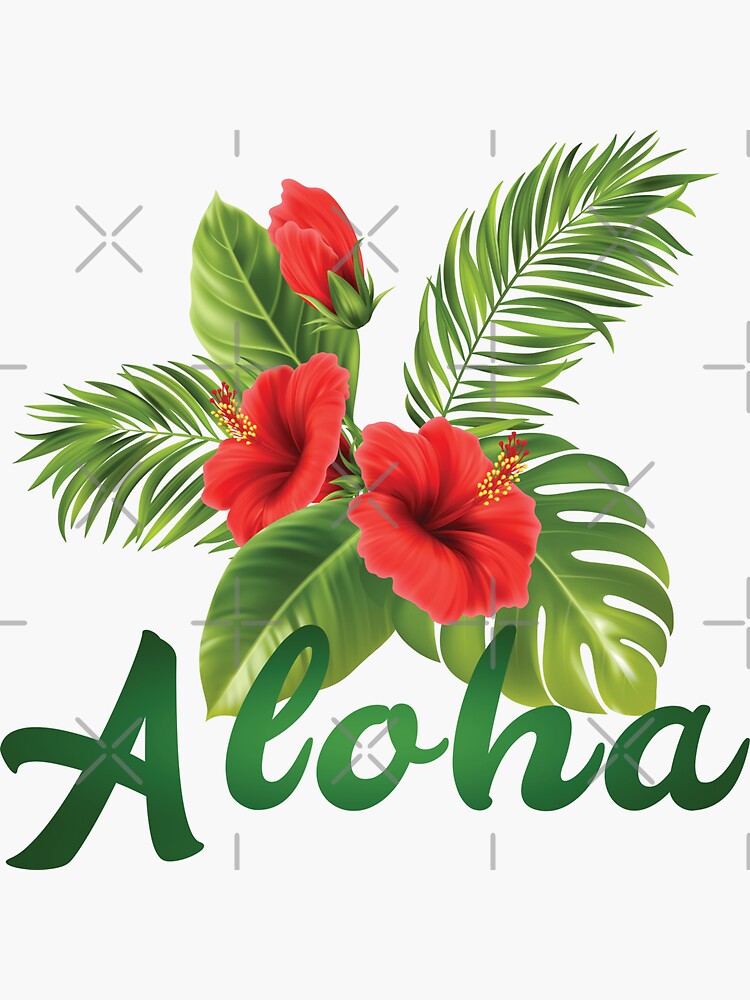 "Aloha Hawaii Trip Holiday Hawaiian Floral Aloha Flower" Sticker for ...