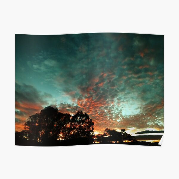 "Green sunset with trees" Poster for Sale by MariaMorgenova | Redbubble