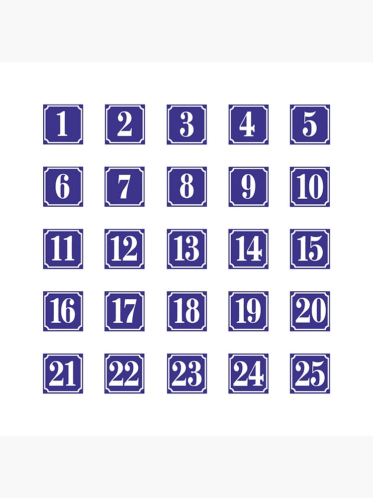 "Numbers 1-25 Blue+White " Poster for Sale by VintageABC | Redbubble