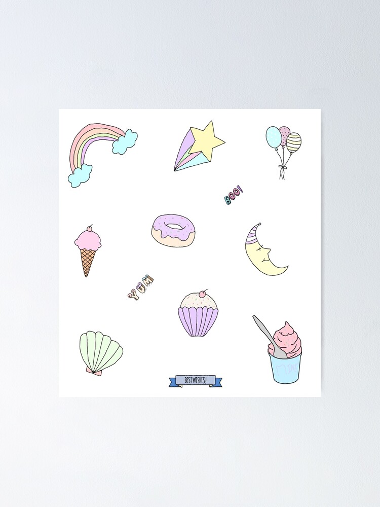 "Cute pastel art sticker pack" Poster for Sale by Loveartse | Redbubble