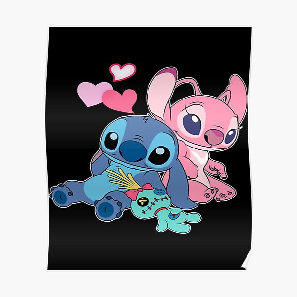 "Lilo and Stitch heart couple Classic " Poster for Sale by dorevarroch ...