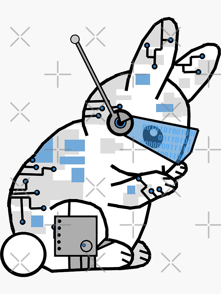 "Cyber Bunny 2 " Sticker by rockgem | Redbubble