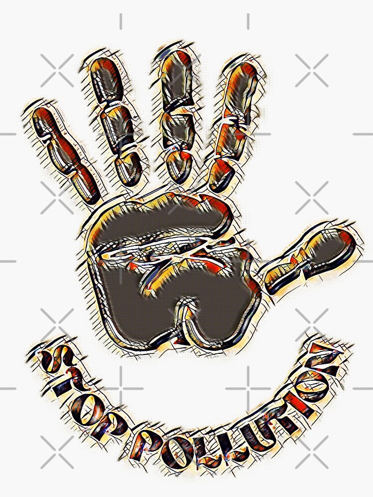 "STOP POLLUTION" Sticker by Vucko021 | Redbubble