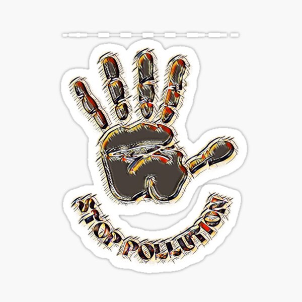 "STOP POLLUTION" Sticker by Vucko021 | Redbubble