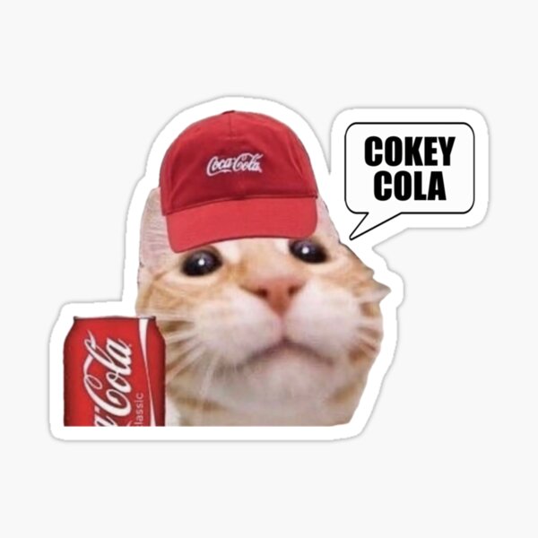 "Cokey Cola Cute Cat Meme Gesicht Fanter" Sticker von DomHelic | Redbubble