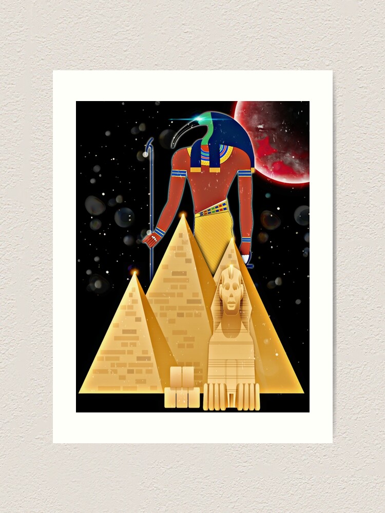 "Egyptian God Thoth Pyramids Ancient Egyptian " Art Print by ...