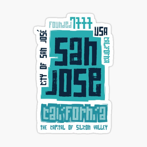 "San Jose, California, USA. Lettering. Blue color" Sticker for Sale by ...