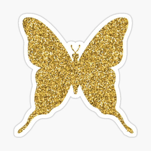 "Golden Butterfly Glitter - gold butterfly shiny abstract" Sticker for ...