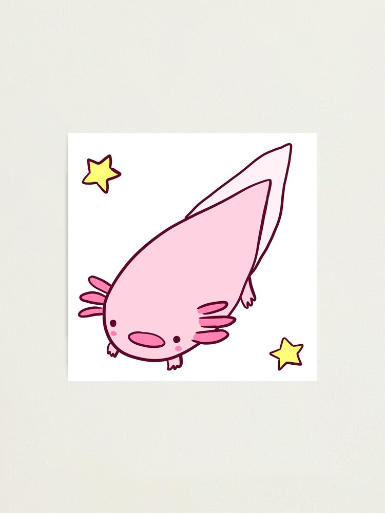 "Cute happy axolotl with stars" Photographic Print for Sale by Mayarart ...