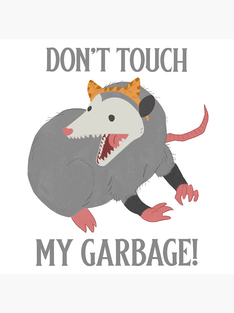 "DON'T TOUCH MY GARBAGE! A cute design of an opossum with cat ears ...