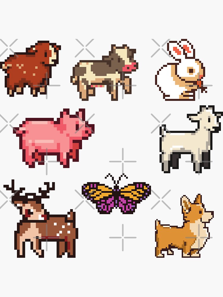 "Cute pixelized animals, sticker pack" Sticker for Sale by beskrajem ...