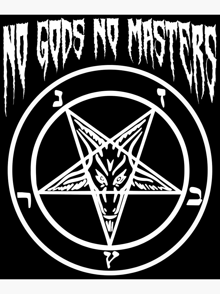 "No Gods No Masters Baphomet Goat Head Inverted Pentagram Occult ...
