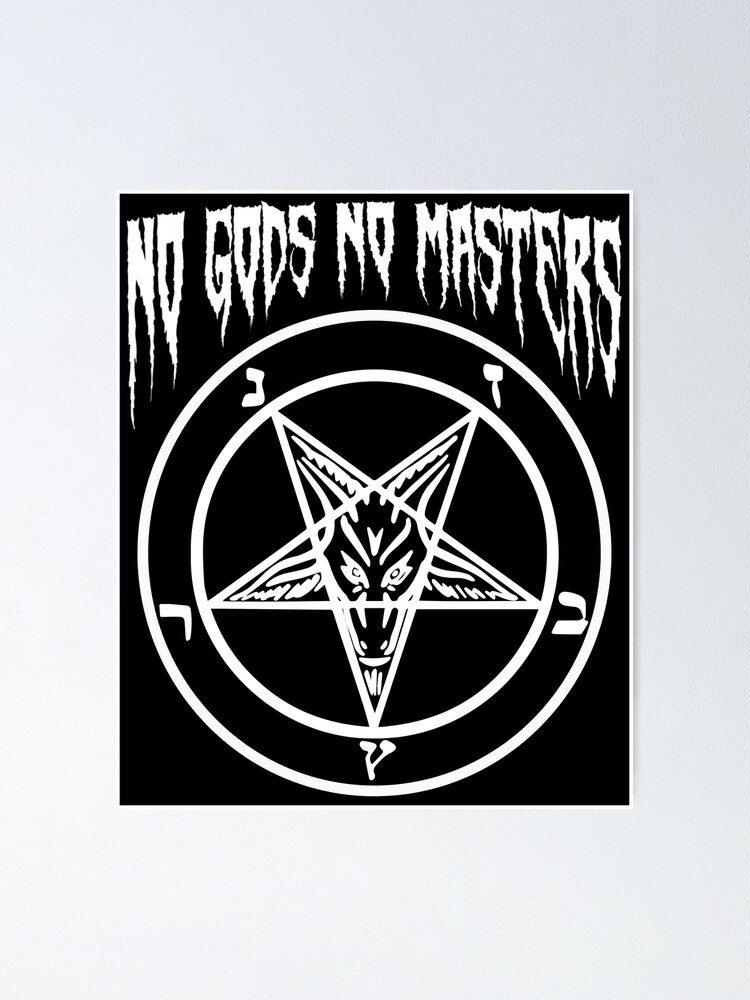 "No Gods No Masters Baphomet Goat Head Inverted Pentagram Occult ...