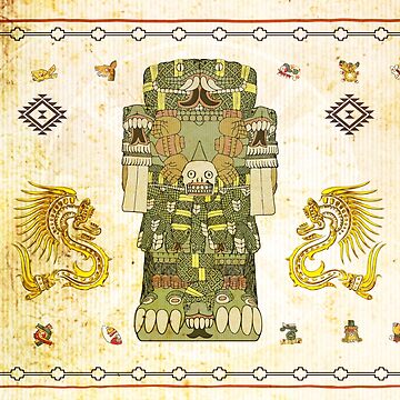 "Aztec Goddess Coatlicue Mother of the Gods on Amate Paper" Sticker for ...