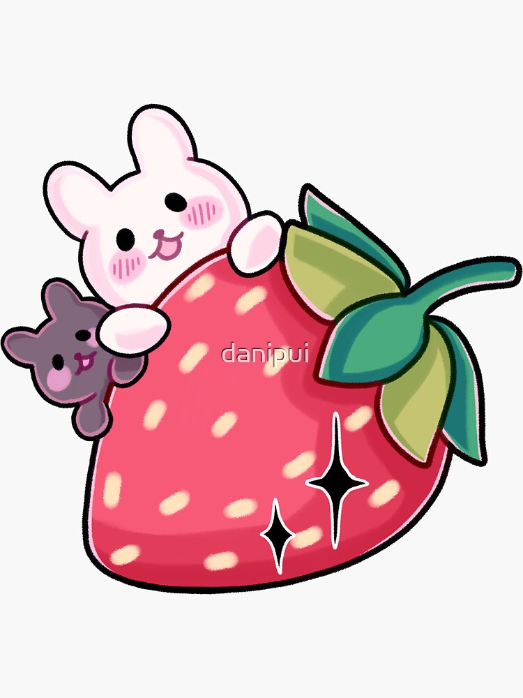 "Strawberry Bunnies" Sticker for Sale by danipui | Redbubble