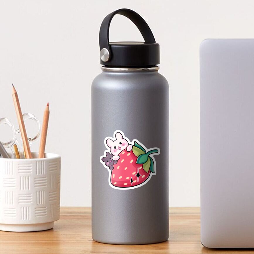 "Strawberry Bunnies" Sticker for Sale by danipui | Redbubble