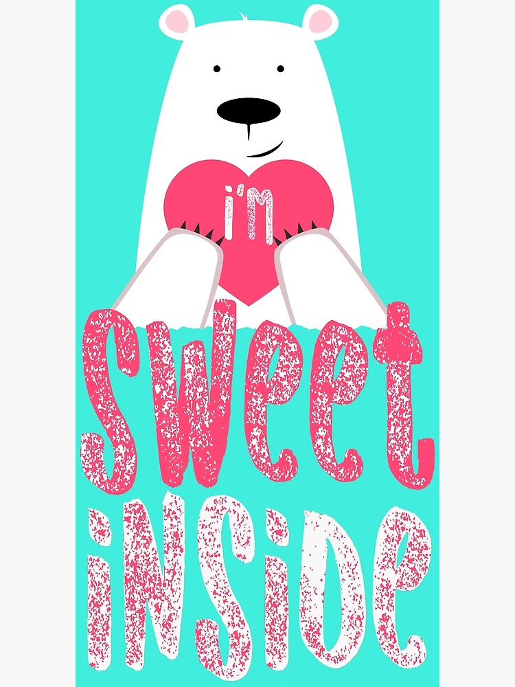 "Design of white furry teddy bear with a pink heart in paws titled ...