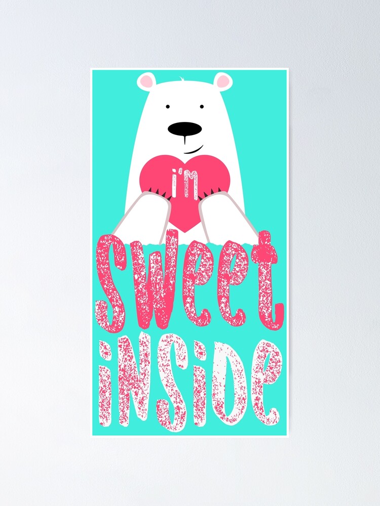 "Design of white furry teddy bear with a pink heart in paws titled ...