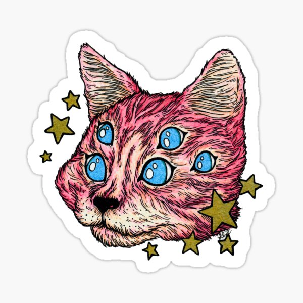 "Pink Star Cat" Sticker for Sale by LillianCuda | Redbubble