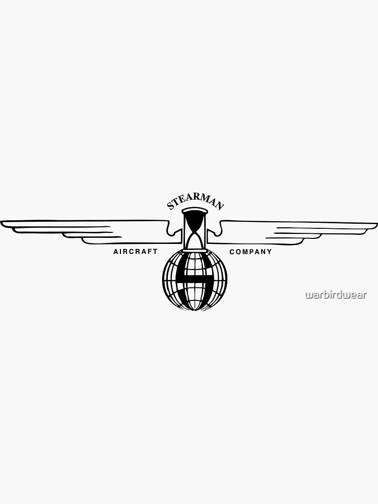 "Stearman Aircraft Logo (Black)" Sticker for Sale by warbirdwear ...